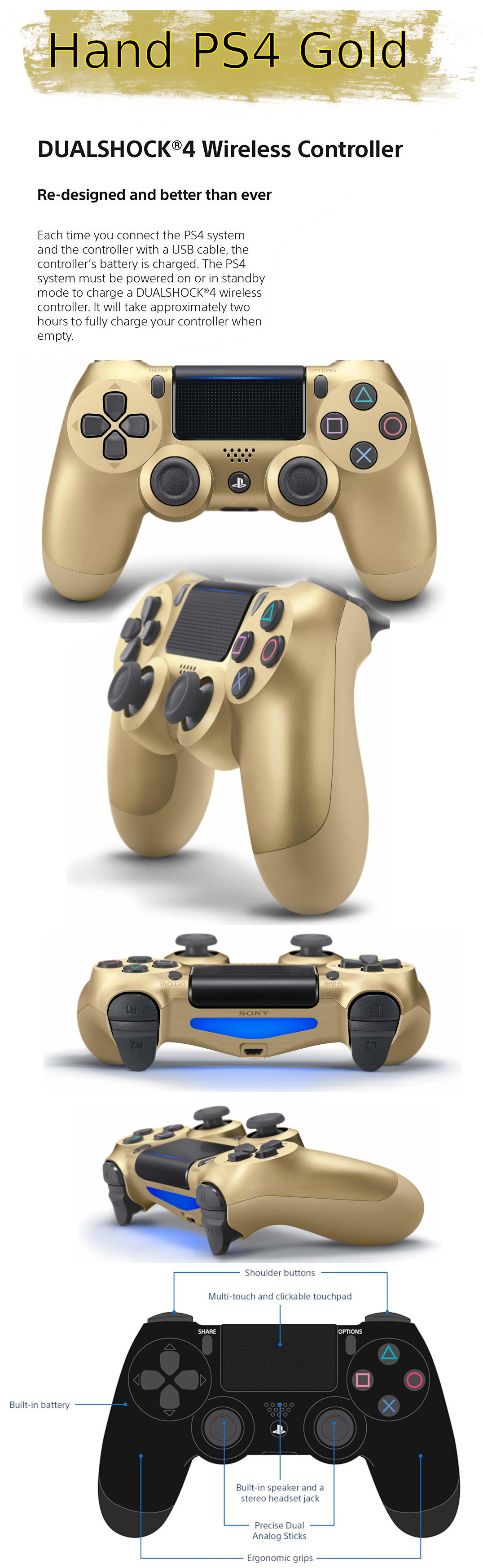 Sony PlayStation DualShock 4 Controller - Gold